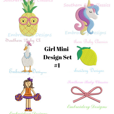 Girl Mini Design Pack Set Machine Embroidery Designs