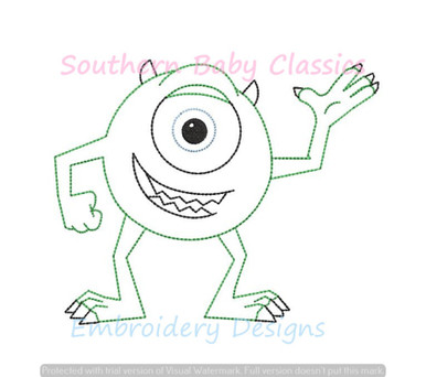One Eye Monster Character Vintage Stitch Machine Embroidery Design