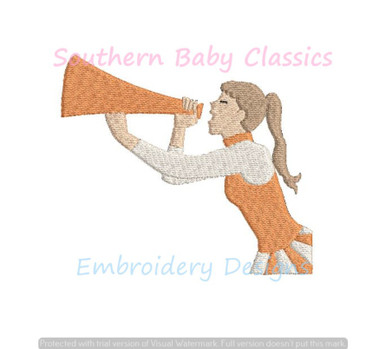 Cheerleader with Megaphone Mini Fill Machine Embroidery Design Cheer ...
