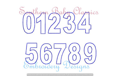 Number Set Vintage Stitch Multiple Sizes Machine Embroidery Design