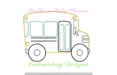 School Bus Vintage Stitch Back to School Machine Embroidery Design