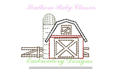 Barn Yard Vintage Stitch Machine Embroidery Design Farm Country