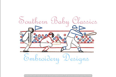 Baseball Scene Vintage Stitch Machine Embroidery Sports