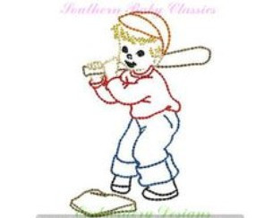Baseball Boy Vintage Stitch Machine Embroidery Sports