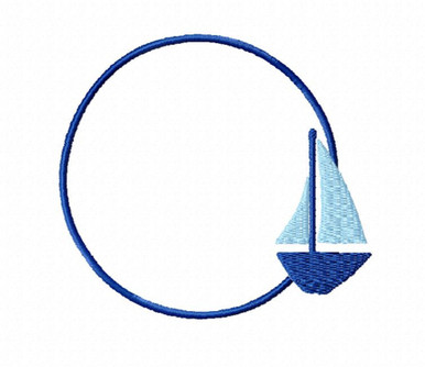 Sail Boat Boat Simple Circle Monogram Frame Boy Preppy