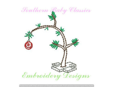 Scruffy Tree Vintage Stitch Machine Embroidery Christmas