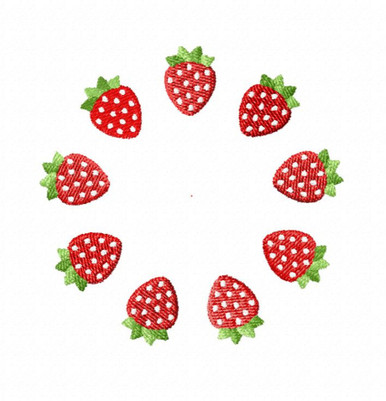 Strawberry Strawberries Circle Monogram Frame Machine Embroidery Design ...