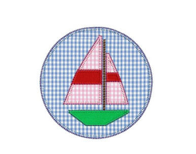 Sailboat Sail Boat Circle Blanket Stitch Machine Embroidery Design
