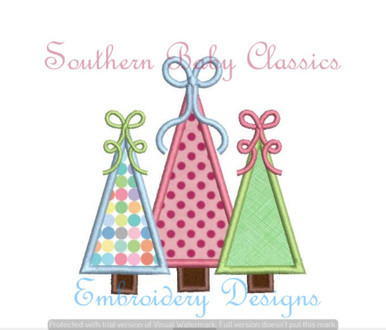 Tree Bow Trio Applique Machine Embroidery Christmas
