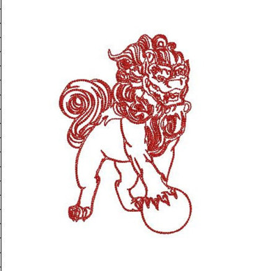 Foo Dog Ball Statue Vintage Stitch Machine Embroidery Design