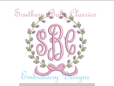 Rosebud Rose Roses Rosette Bow Ribbon Flower Monogram Frame Machine ...