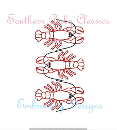 Lobsters Trio Row Vertical Machine Embroidery Design Summer Preppy Boy