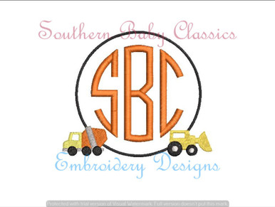 Construction Monogram Frame Cement Mixer Loader Excavator Machine ...