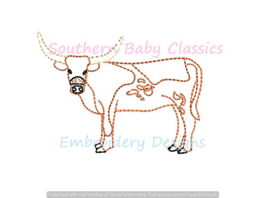 Longhorn Vintage Stitch Machine Embroidery Design
