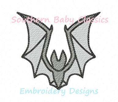 Halloween Bat Sketchy Fill Machine Embroidery Design