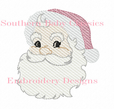 Santa Claus Face Sketchy Fill Machine Embroidery Design Christmas Preppy