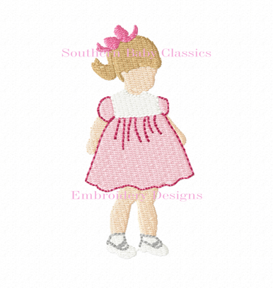 Little Girl in Smocked Dress Machine Embroidery Design Full Fill Easter ...
