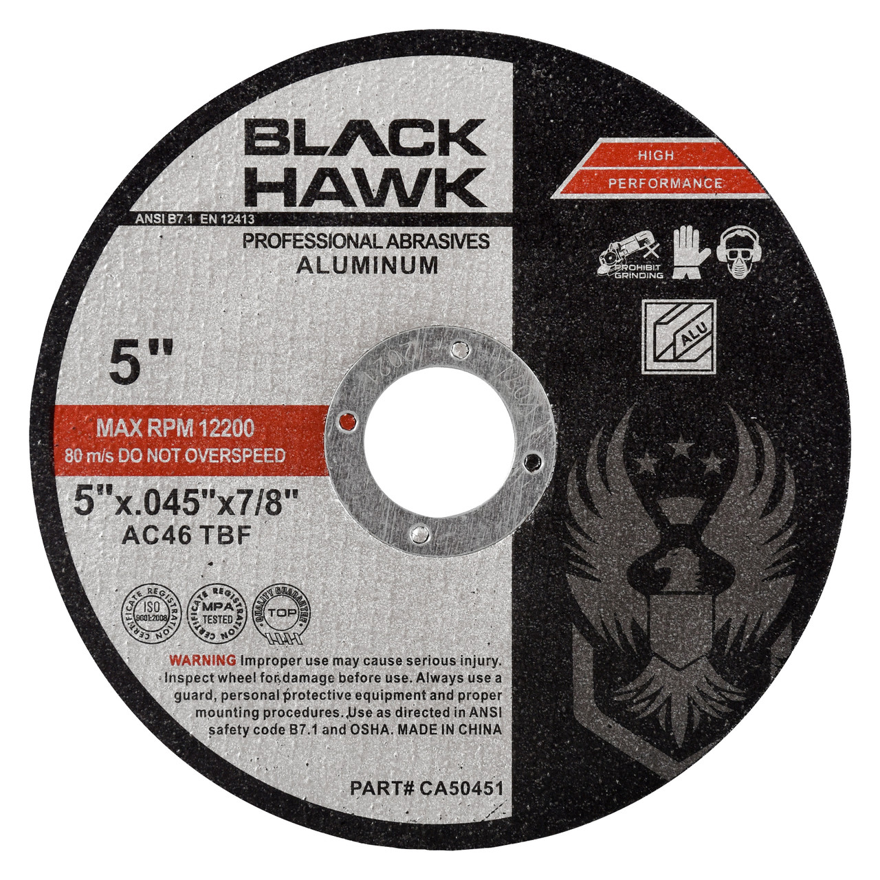 5" x .045" x 7/8" Aluminum Cut Off Wheels Type 1 Discs