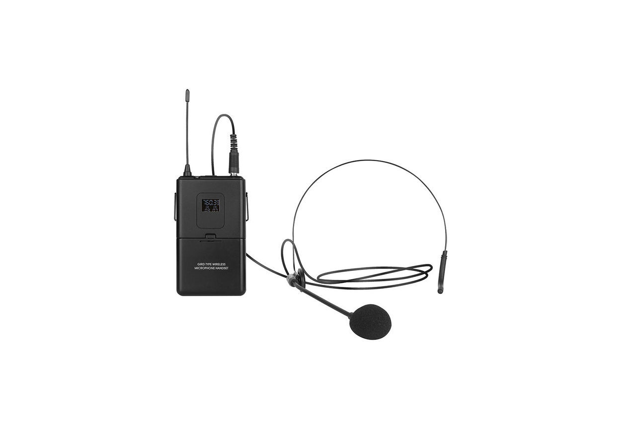 UHF 2 Lapel 2 Headset Mics Dual Channel LED PRO WIRELESS Microphone ...
