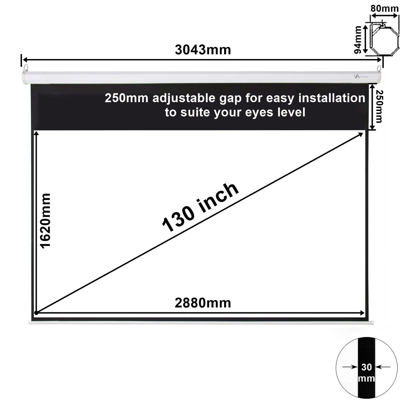 120" inch Electric Remote Motorised Home Cinema Projector Screen ...