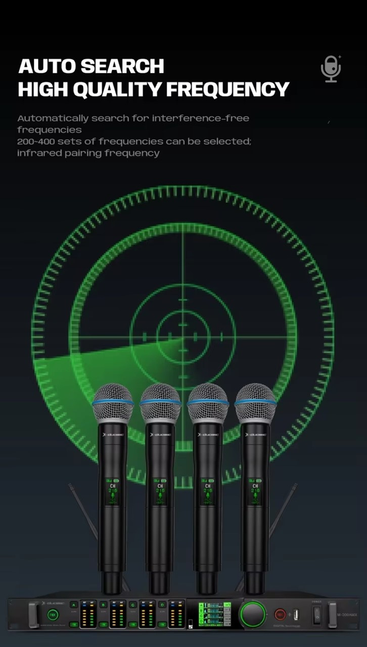 X-DUOMIC 2 Microphone Handheld True Diversity 200 meters anti-howling ...