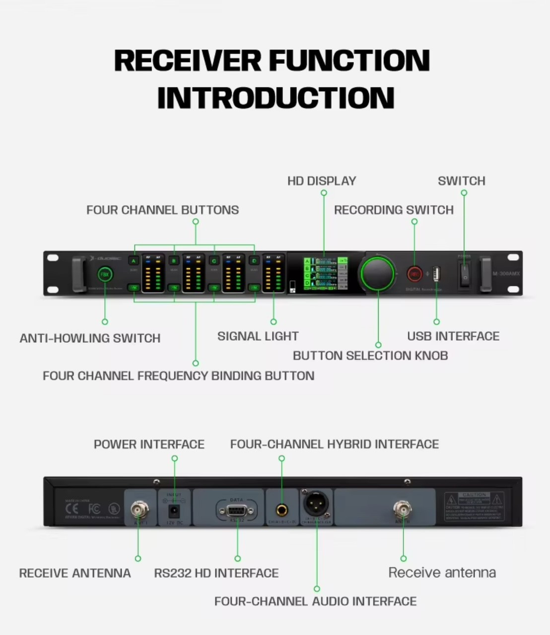 X-DUOMIC 2 Microphone Handheld True Diversity 200 meters anti-howling ...