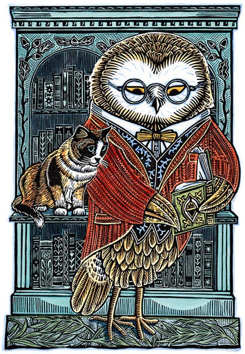 Owl's Library Print