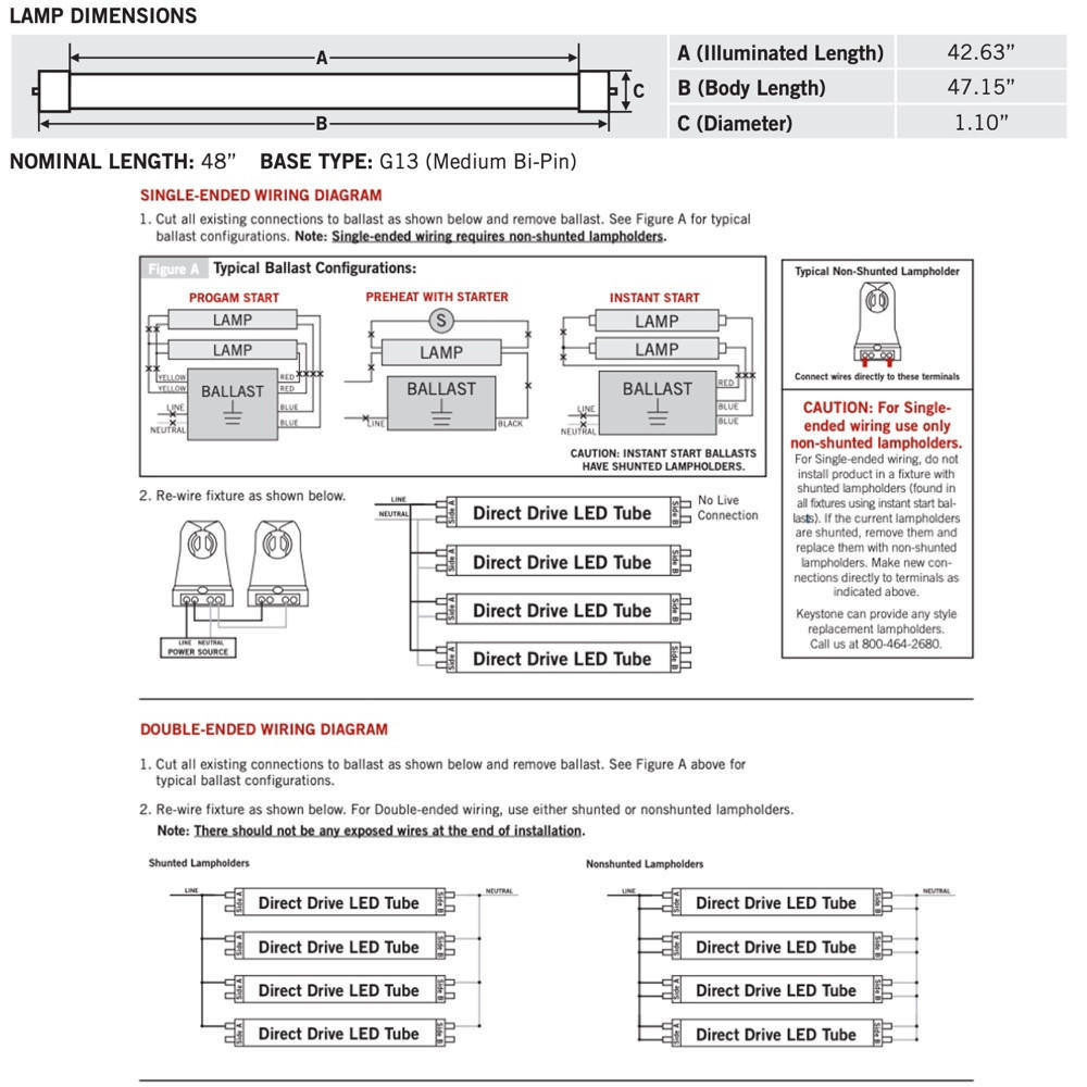 Keystone KT-LED15T8-48GC-865-DX2 /G2 | 4ft T8 LED Tube 6500K