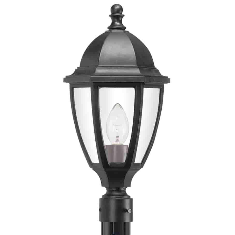 Black Post Lantern Post Top Outdoor Light | Medium Based Socket