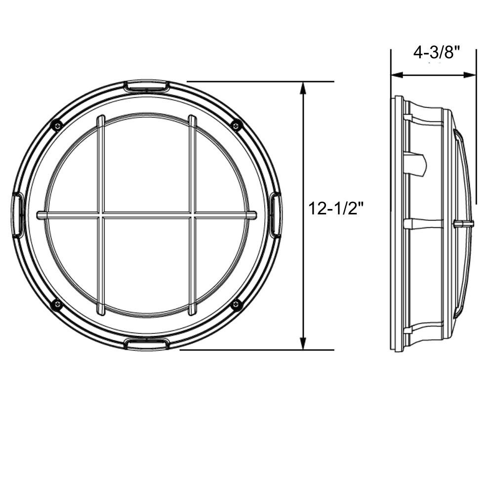 LBS Lighting | Round Grid Outdoor Bulkhead, Emergency Backup