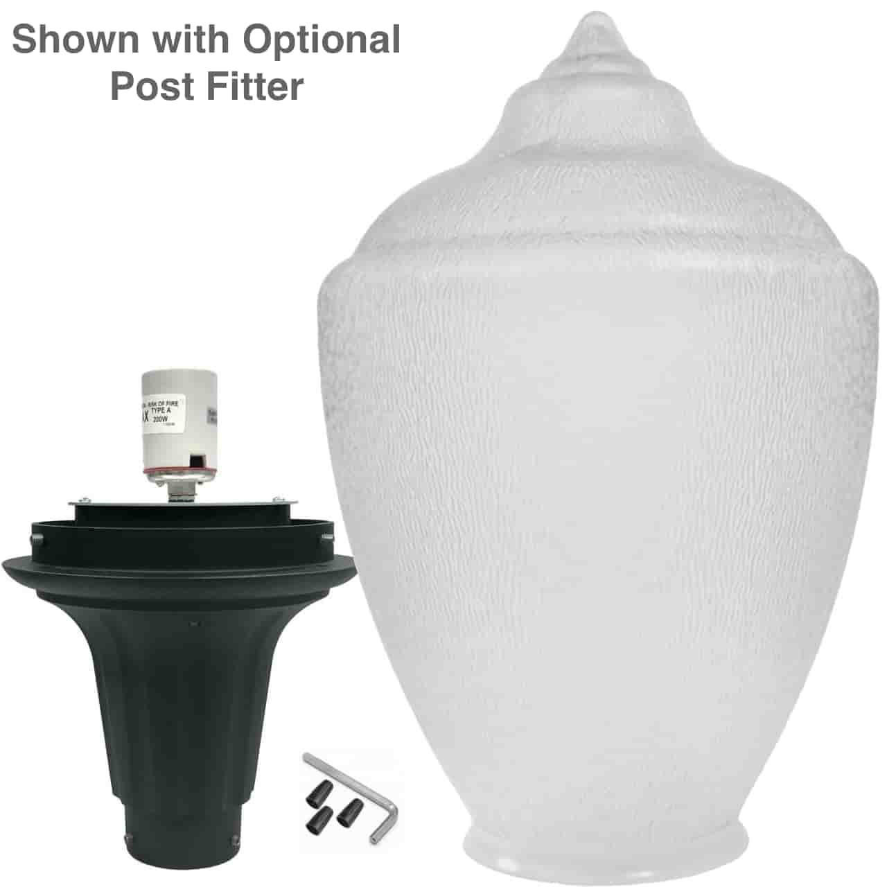 23" Frost Flame Tip Acorn Street Lamp Light Globe with 8" Base