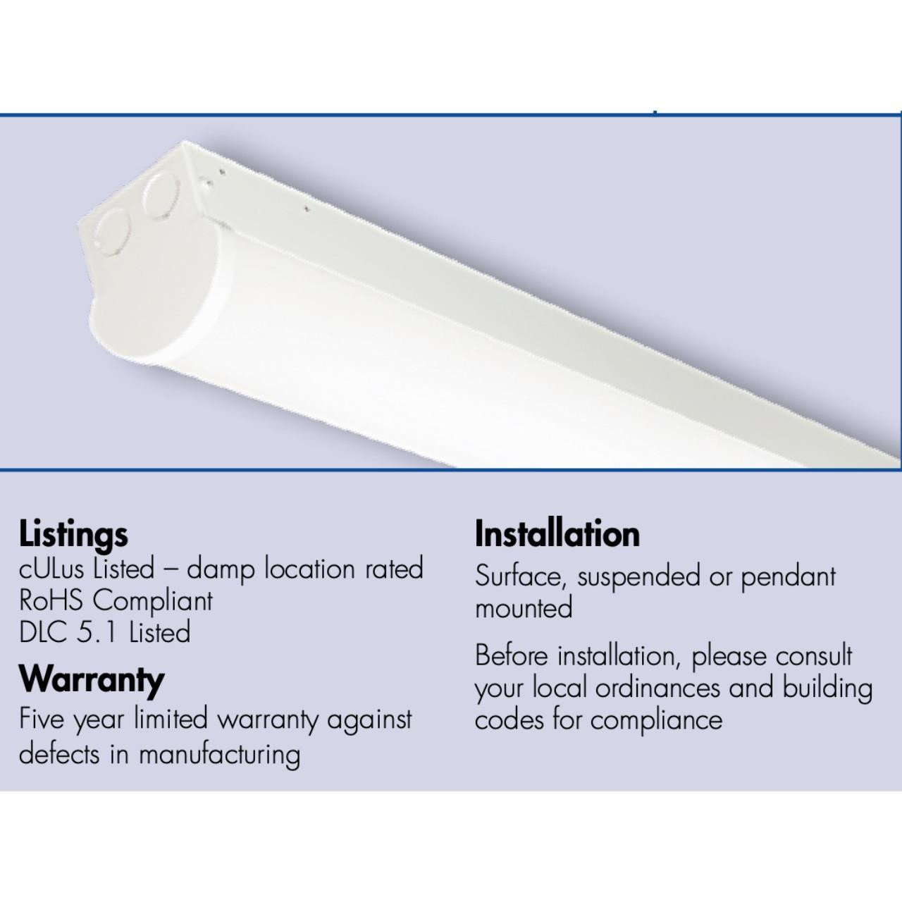 TCP | 4' LED Emergency Strip Light Fixture with Battery Back Up