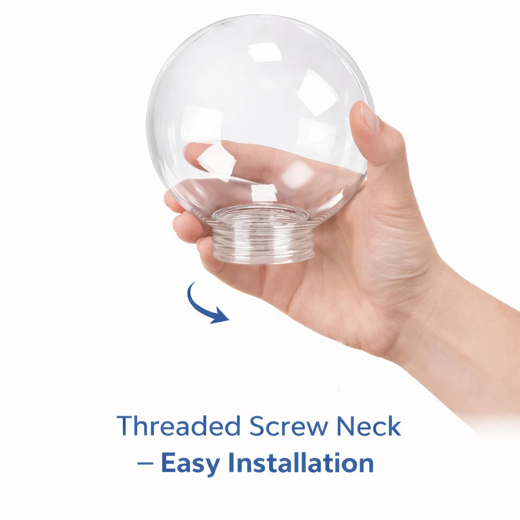 LBS Lighting | Clear 8" Plastic Acrylic Globe | Threaded Neck