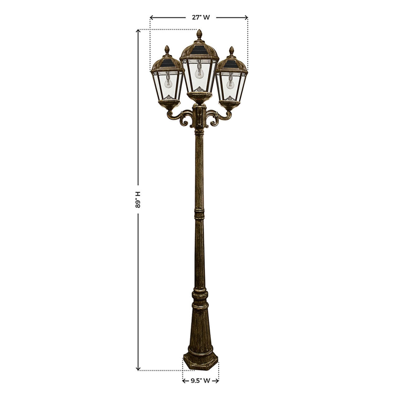 Gama Sonic 98B303 | Royal Bulb Solar Lamp Post - Triple Lamps