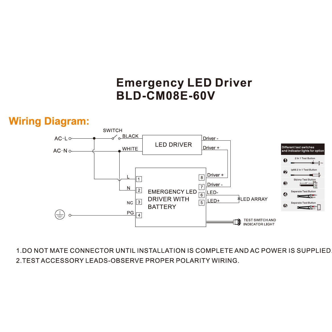 BillDa BLD-CM08E-60V | 8W Emergency Battery Back Up LED Driver