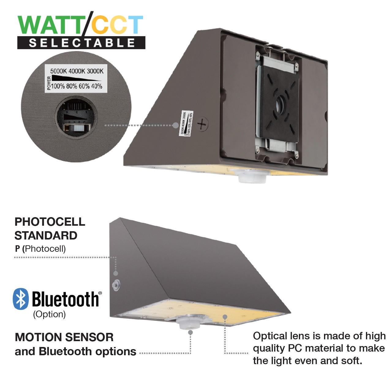 LBS Lighting | Selectable LED Wall Pack, 28W-70W Range