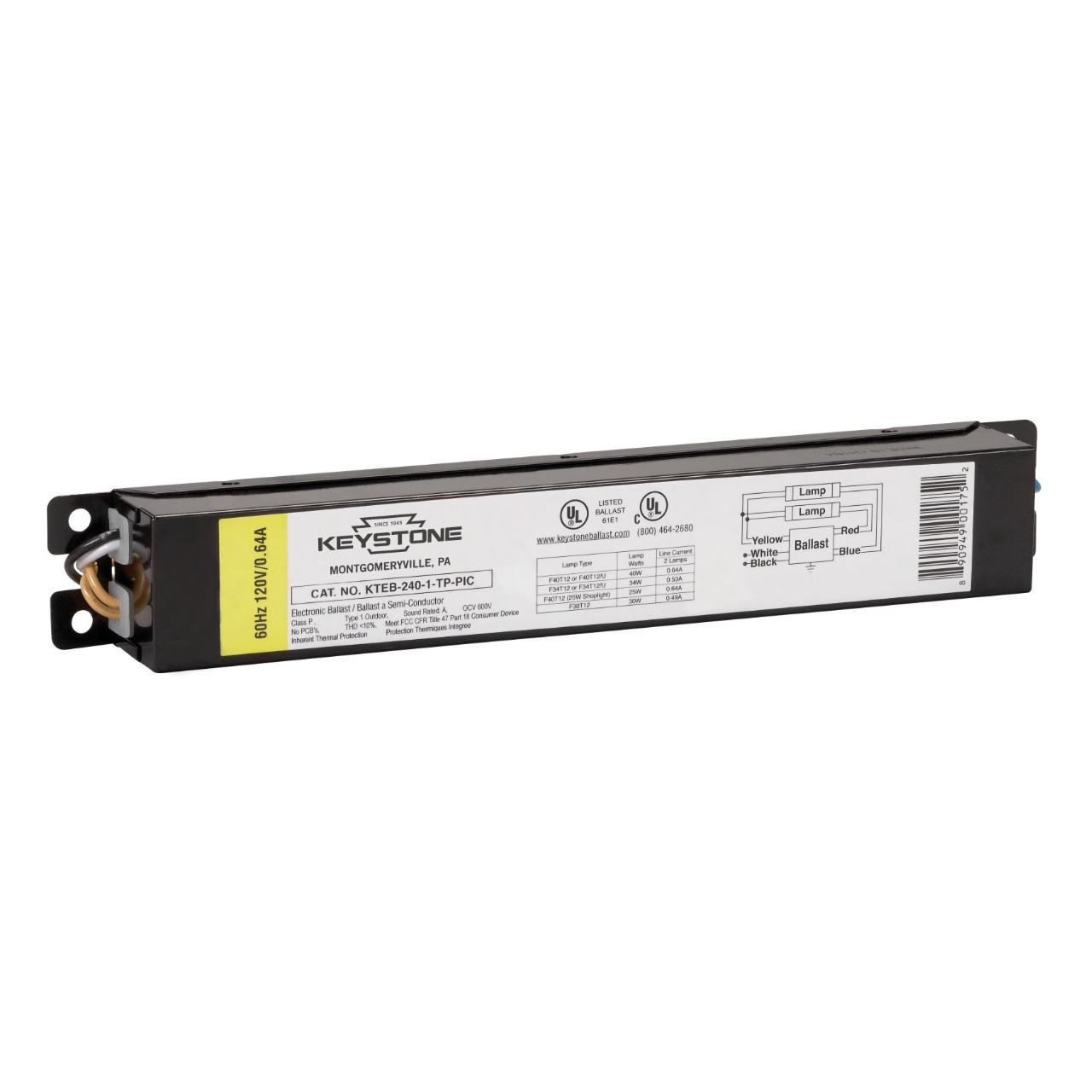 Keystone KTEB-240-1-TP-PIC | 2 x Light T12 Lamp Ballast