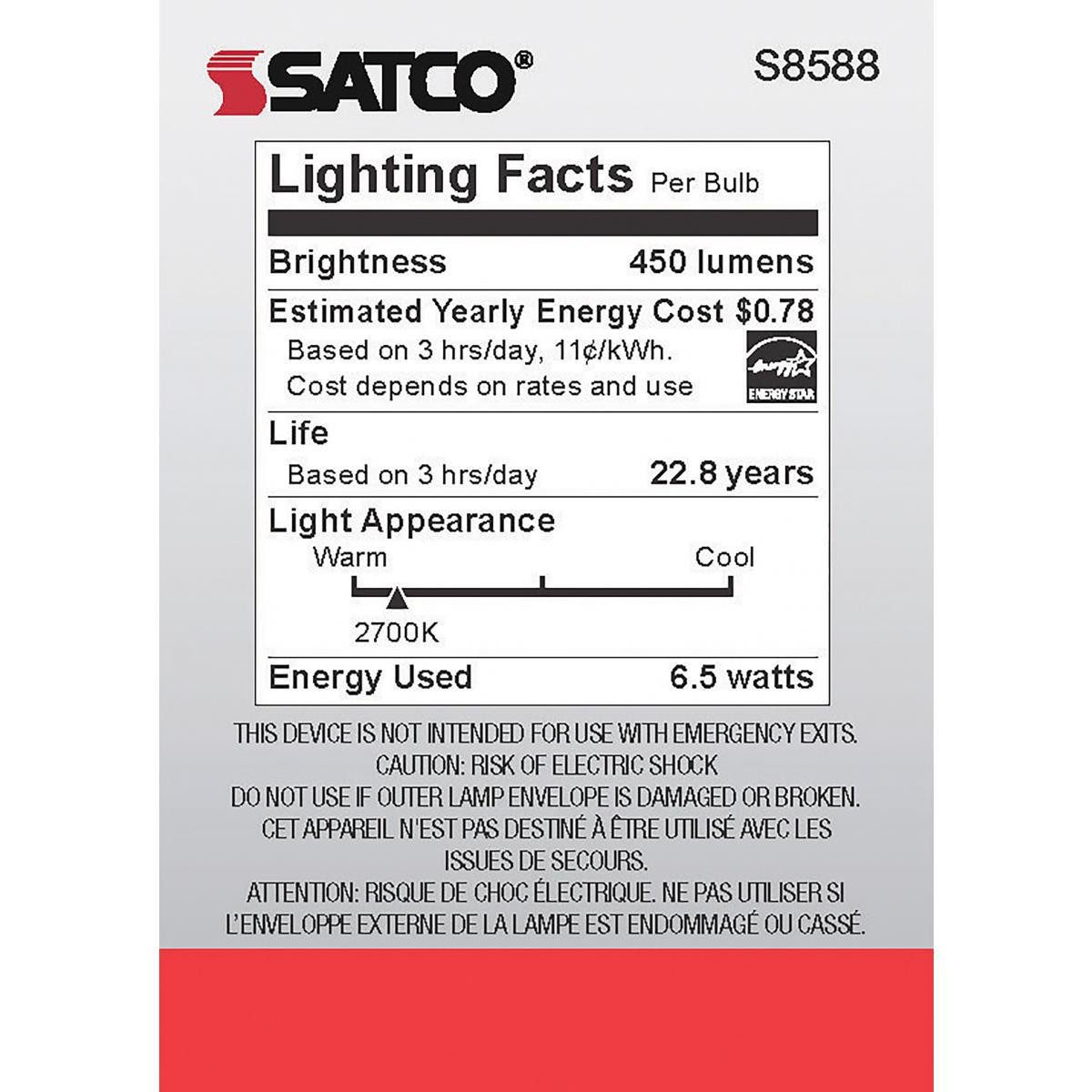 Satco S8588 | 6.5W LED MR16 Light Bulb | 2700K CCT