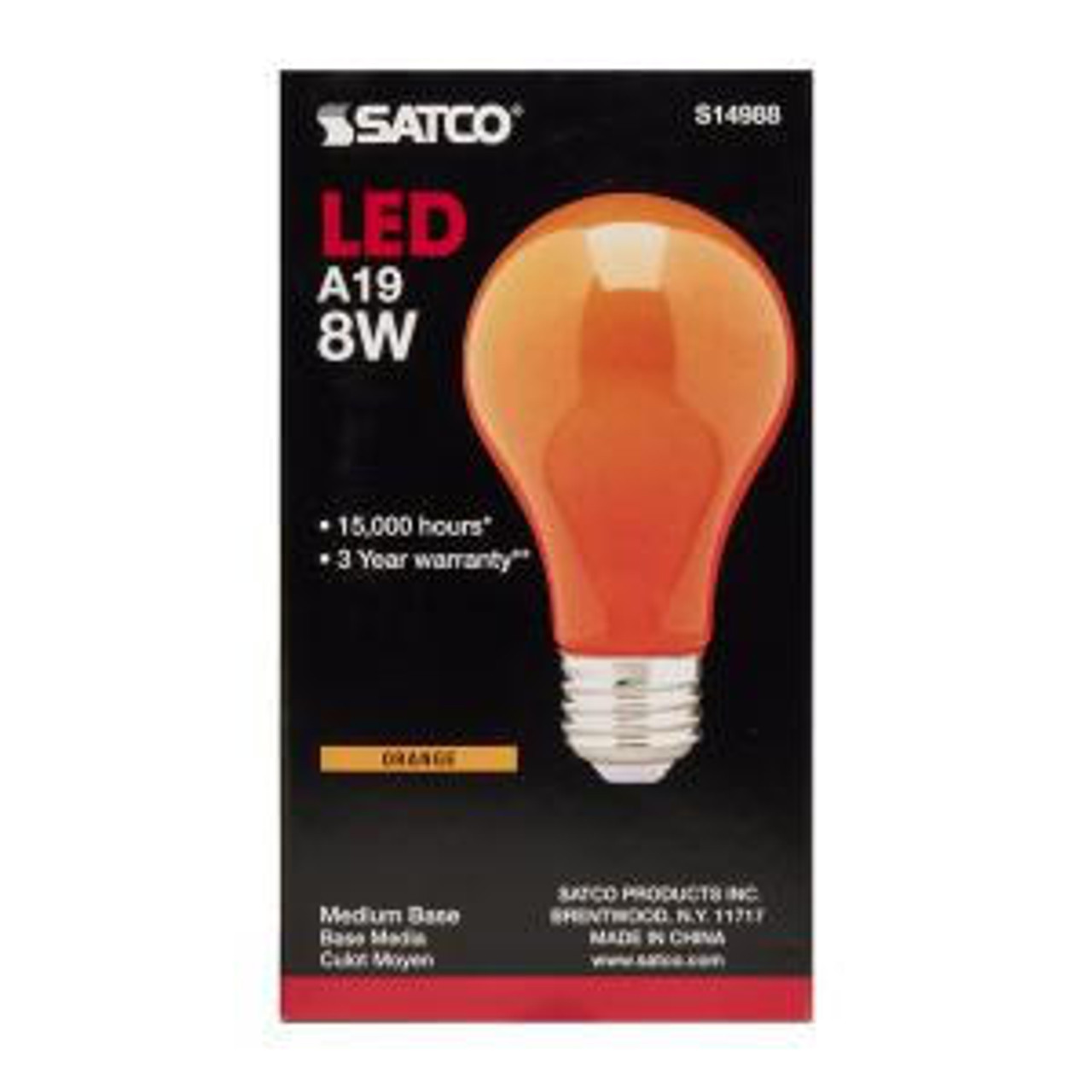 Satco S14988 | 8W LED A19 Light Bulb | Ceramic Orange