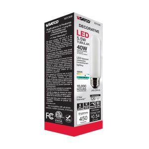 Satco S21349 | 5.5W LED T10 Filament Light Bulb | 4000K CCT