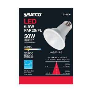 Satco S29406 | 6.5PAR20/LED/40'/930/120V - PAR20 Flood - 3000K