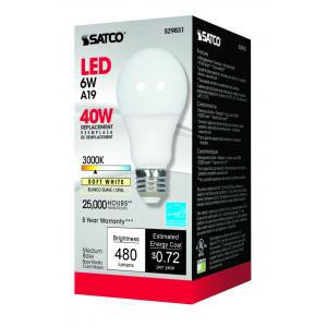 Satco S29831 | 15W LED A19 Light Bulb | Frosted | 3000K CCT