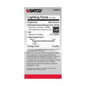 Satco S39879 | 8W LED A19 Light Bulb | 2700K CCT