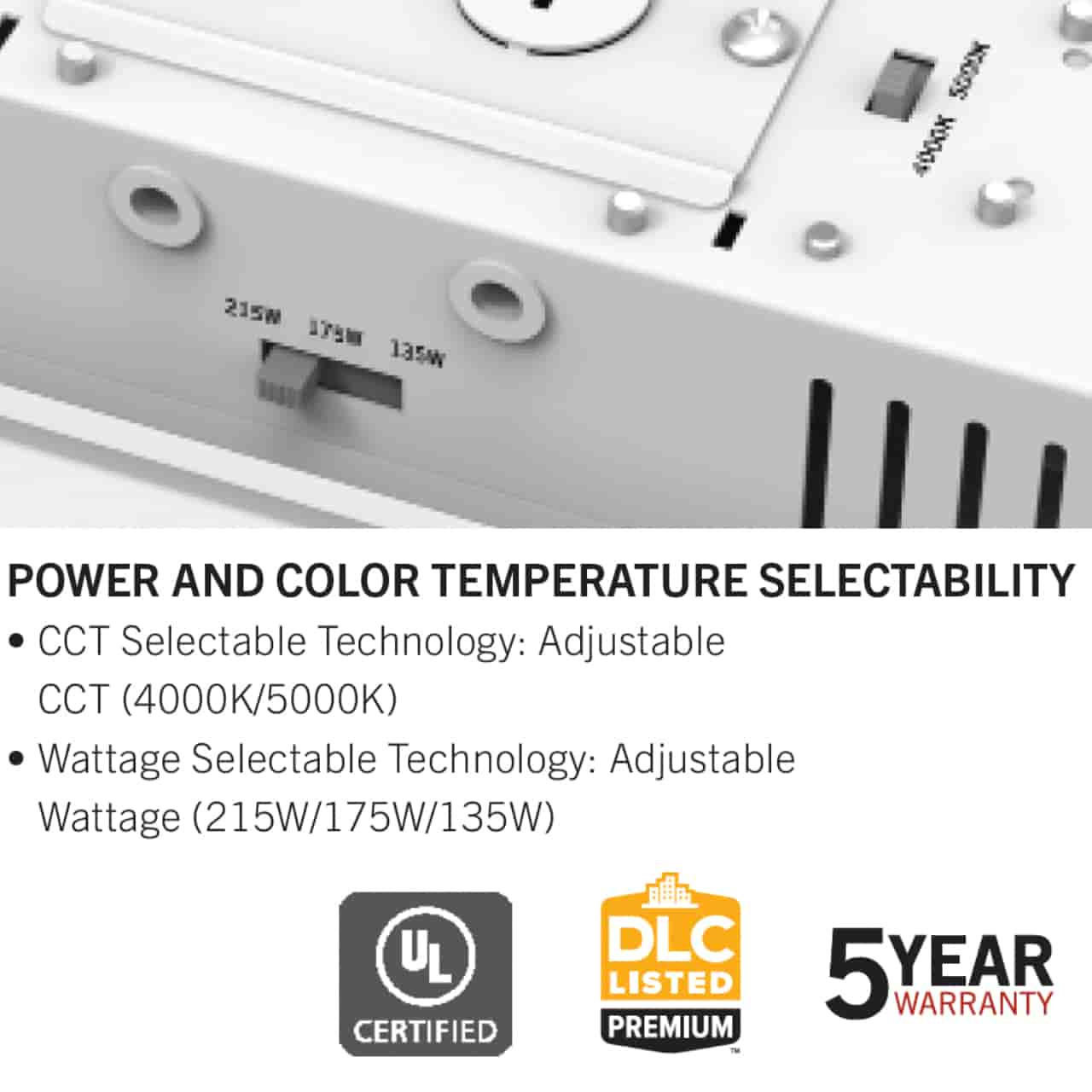 2ft LED Rectangle High Bay Warehouse Light | Selectable Wattage