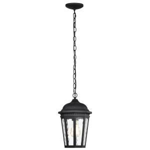Satco 60-5944 Matte Black Ceiling Hanging Light with Clear Water Glass