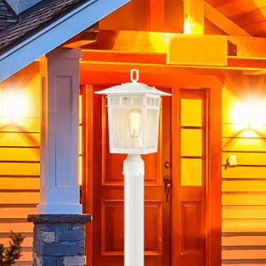 Satco 60-5951 White Post Light Pole Lantern with Clear Seeded Glass
