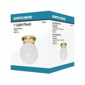 Satco 60-6028 Polished Brass Ceiling Light with White Glass