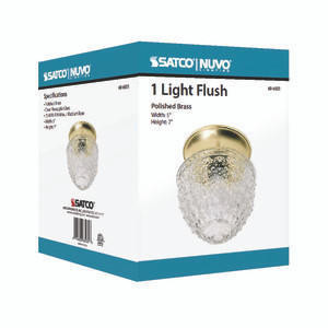 Satco 60-6031 Polished Brass Ceiling Light with Clear Pineapple Glass