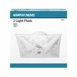 Satco 60-6032 White Ceiling Light with Floral Glass