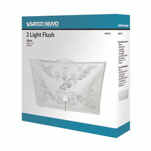 Satco 60-6113 White Ceiling Light with White Floral Glass